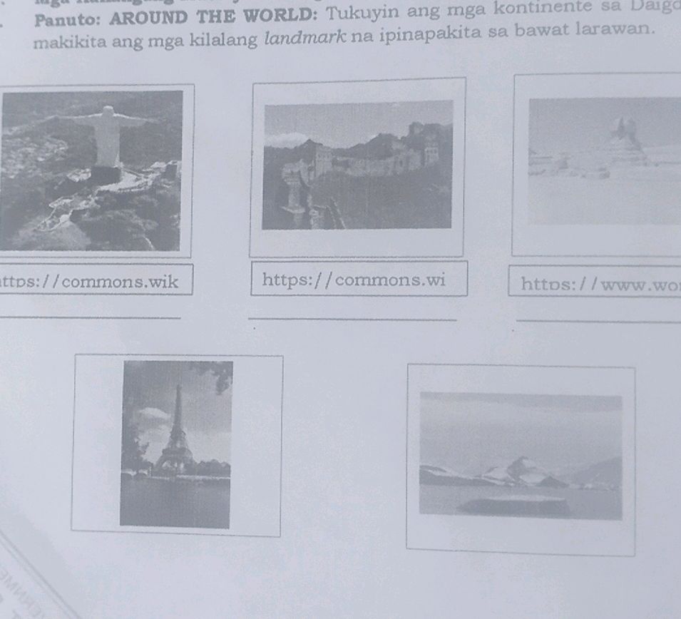 Panuto: AROUND THE WORLD: Tukuyin ang mga | StudyX