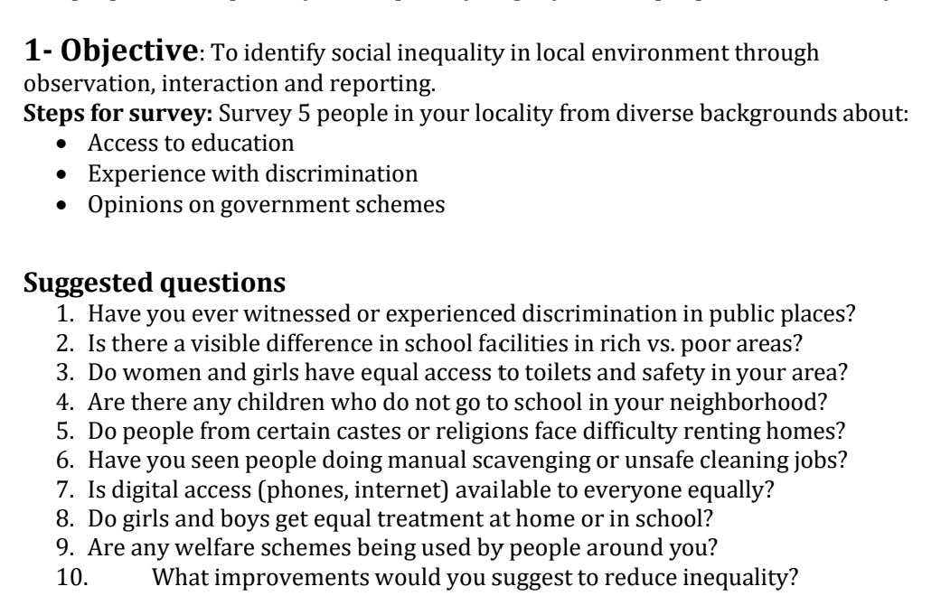 1- Objective: To identify social inequality | StudyX
