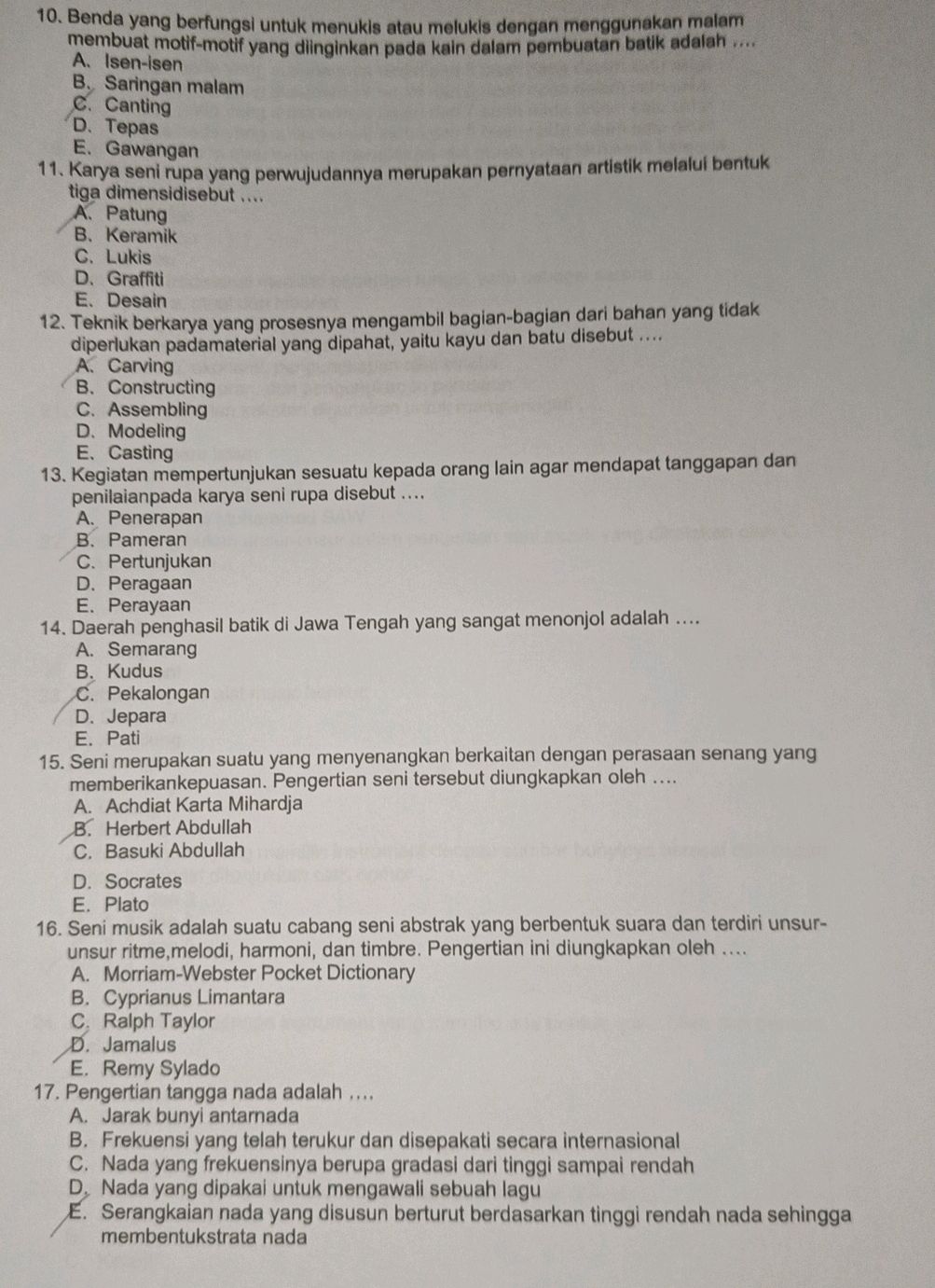 10. Benda yang berfungsi untuk menukis atau | StudyX
