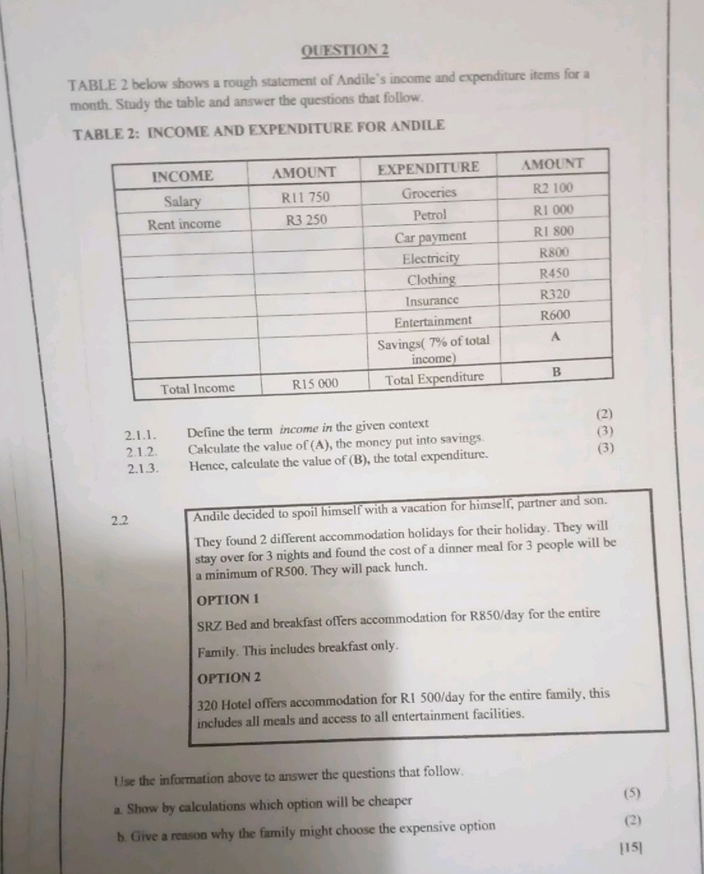 TABLE 2 below shows a rough statement of | StudyX