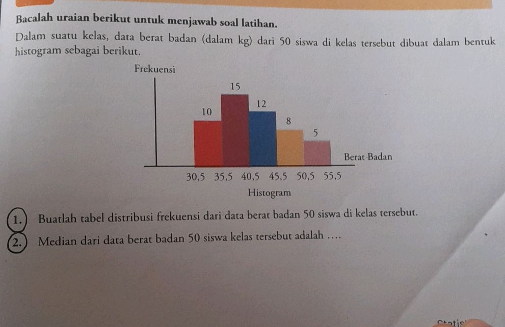 1. Buatlah tabel distribusi frekuensi dari | StudyX