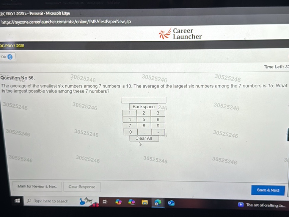 Question No 56. The average of the smallest | StudyX