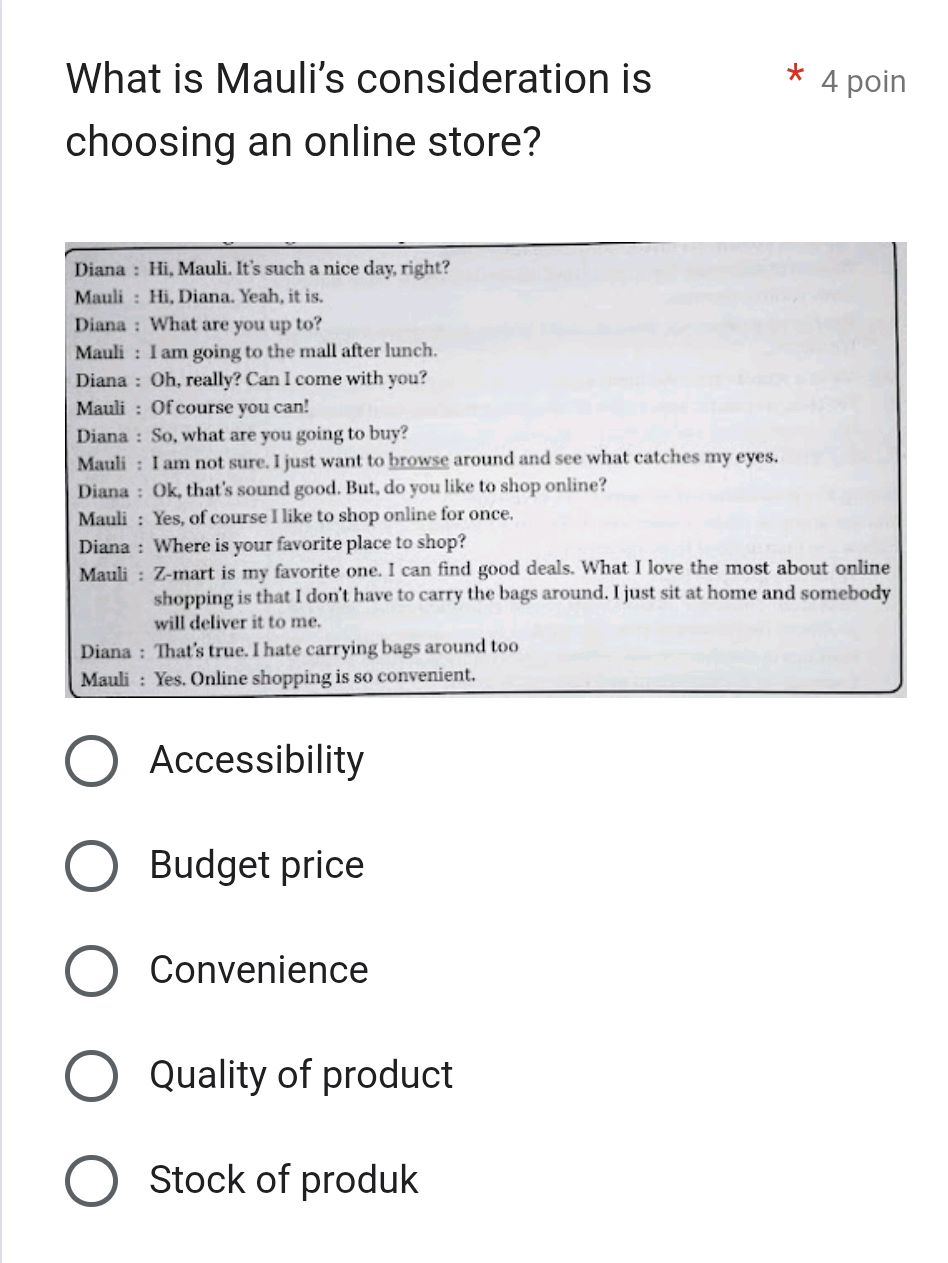 What is Mauli's consideration is choosing an | StudyX