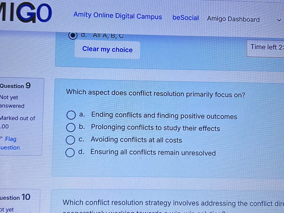Which aspect does conflict resolution | StudyX