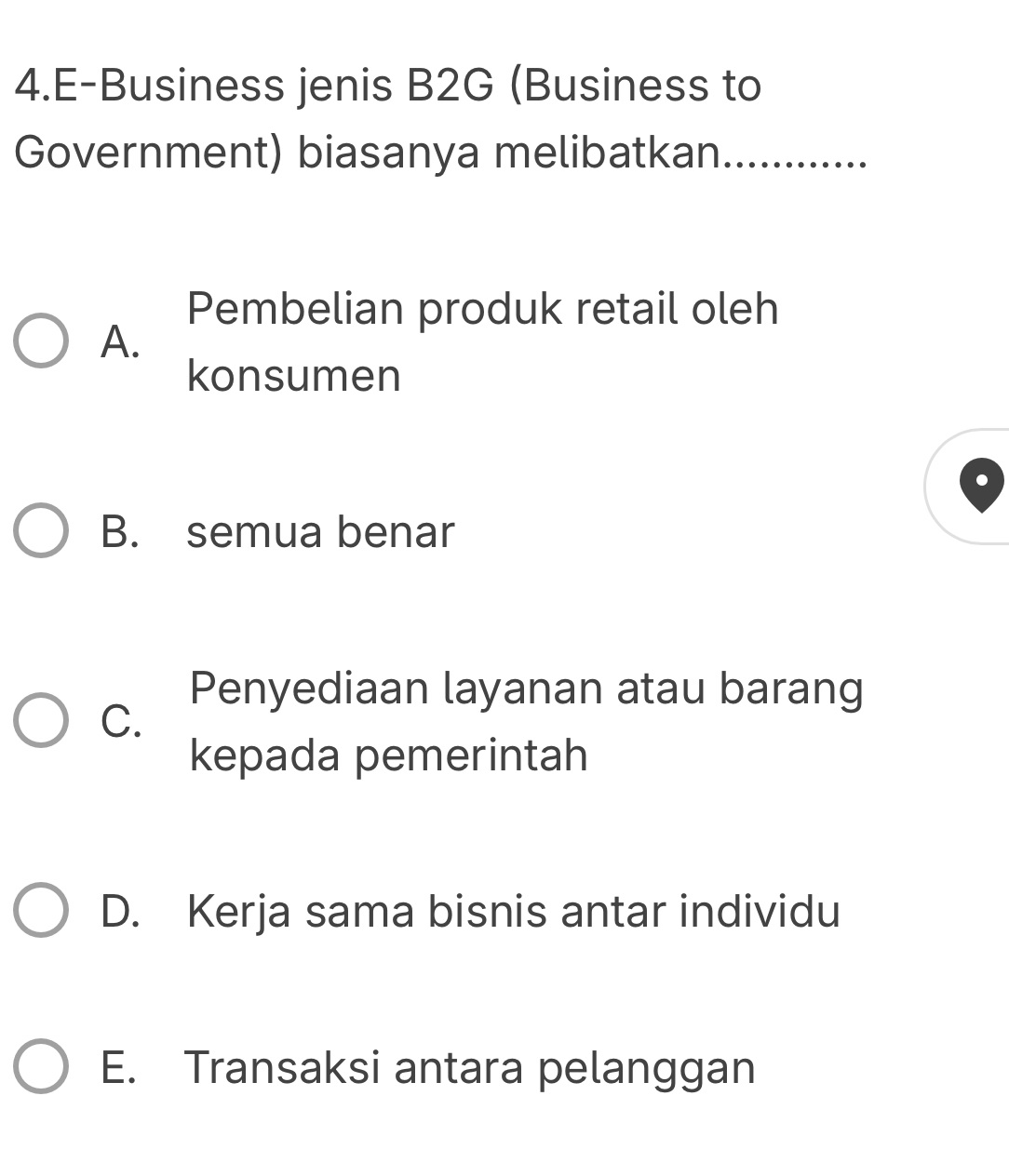 4.E-Business jenis B2G (Business to | StudyX