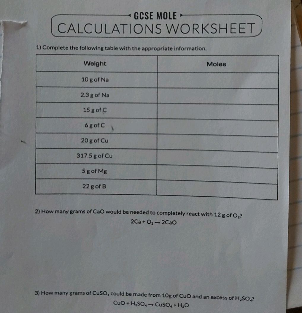 1) Complete the following table with the | StudyX
