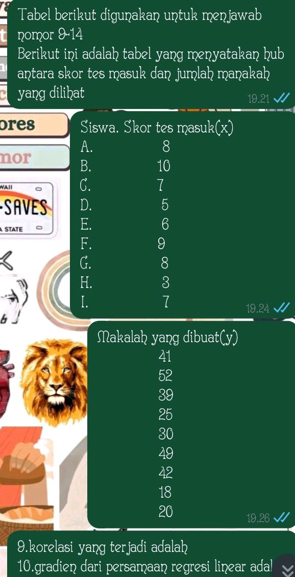 Tabel berikut digunakan untuk menjawab nomor | StudyX