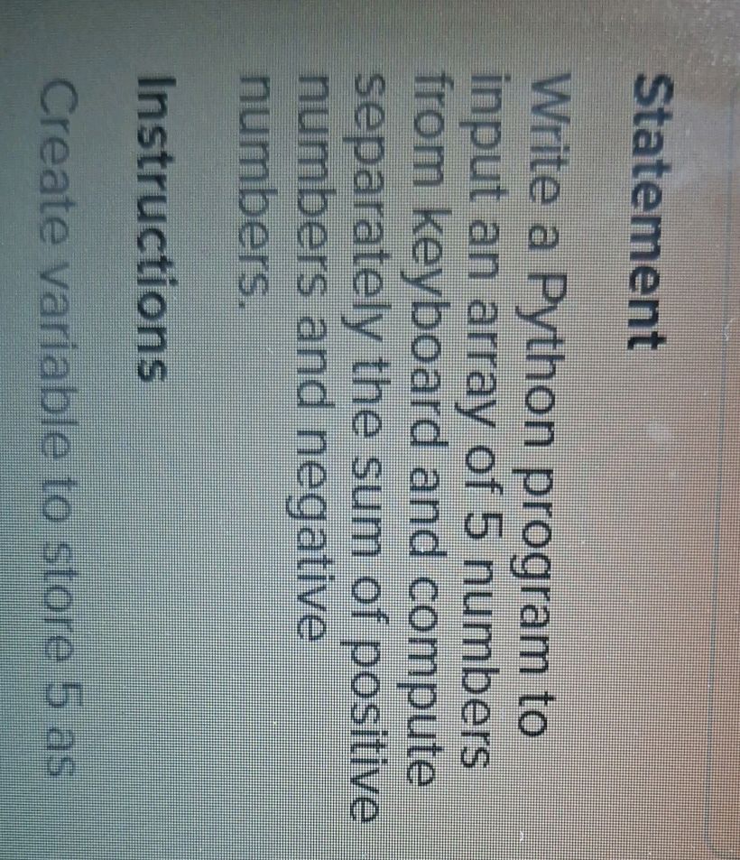 Write a Python program to input an array of | StudyX