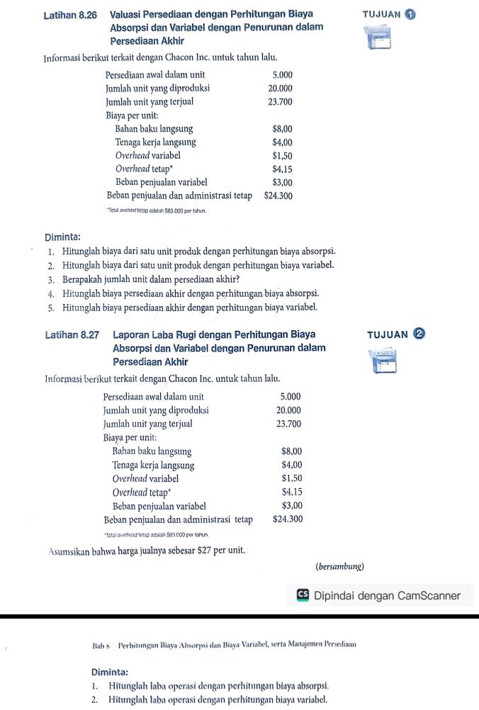 Latihan 8.26 Valuasi Persediaan dengan | StudyX
