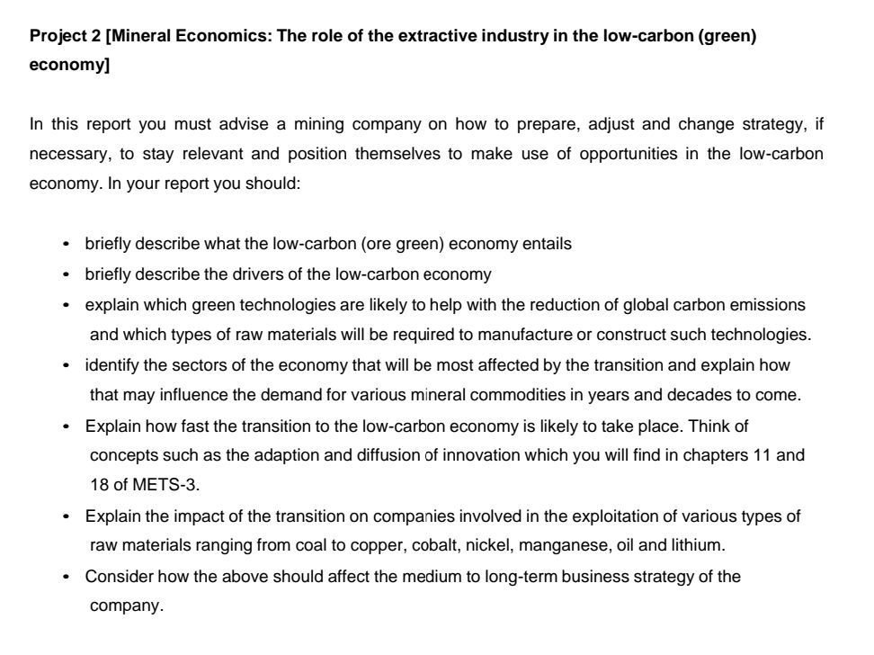 Project 2 [Mineral Economics: The role of | StudyX
