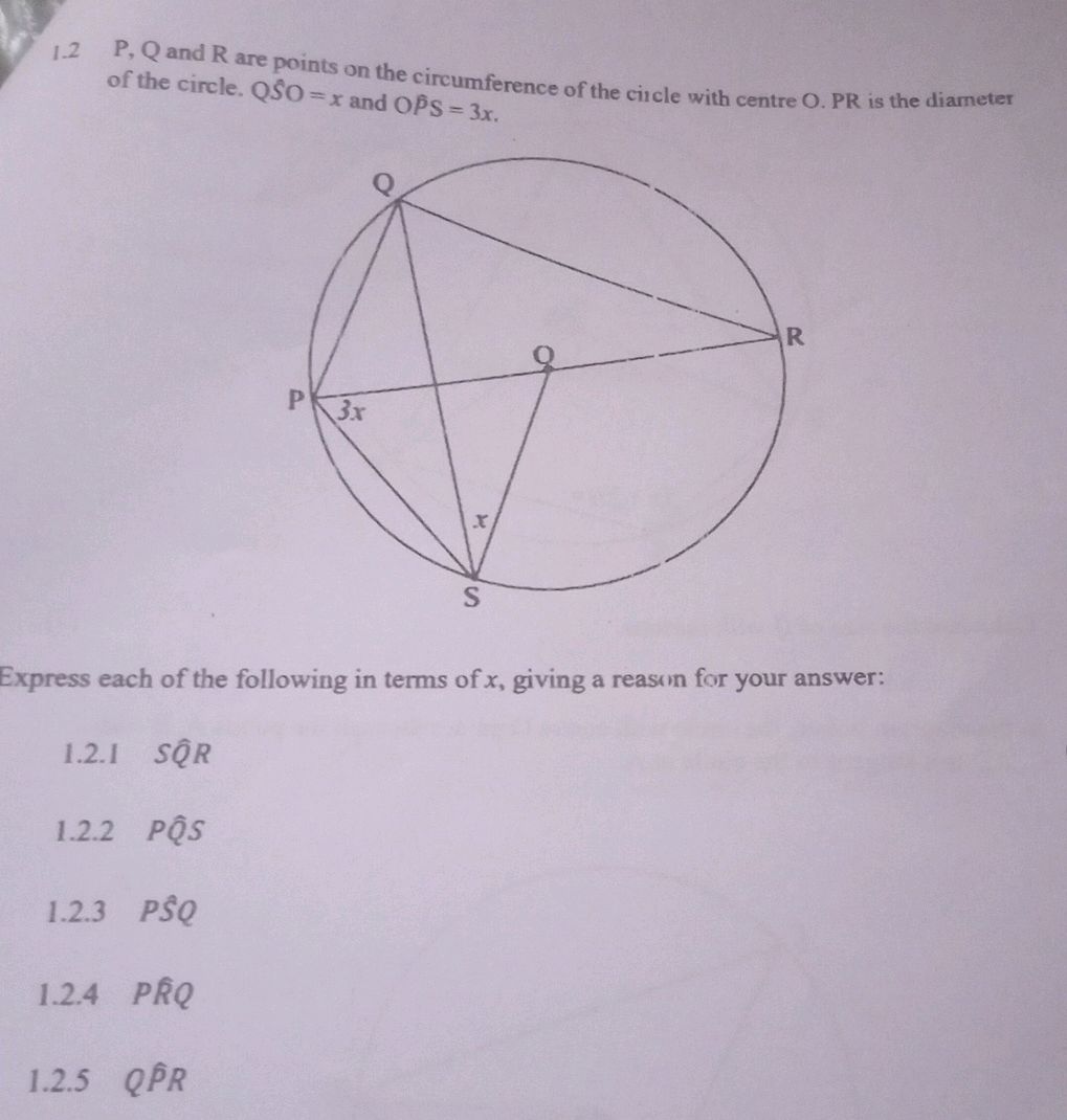 1. 2 P, Q and R are points on the | StudyX