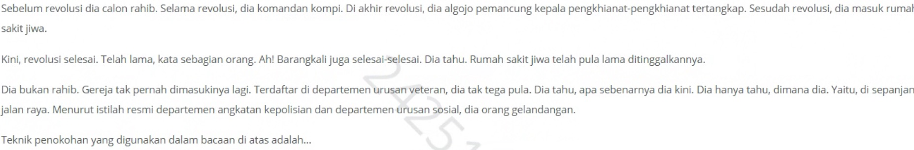 Teknik penokohan yang digunakan dalam bacaan | StudyX