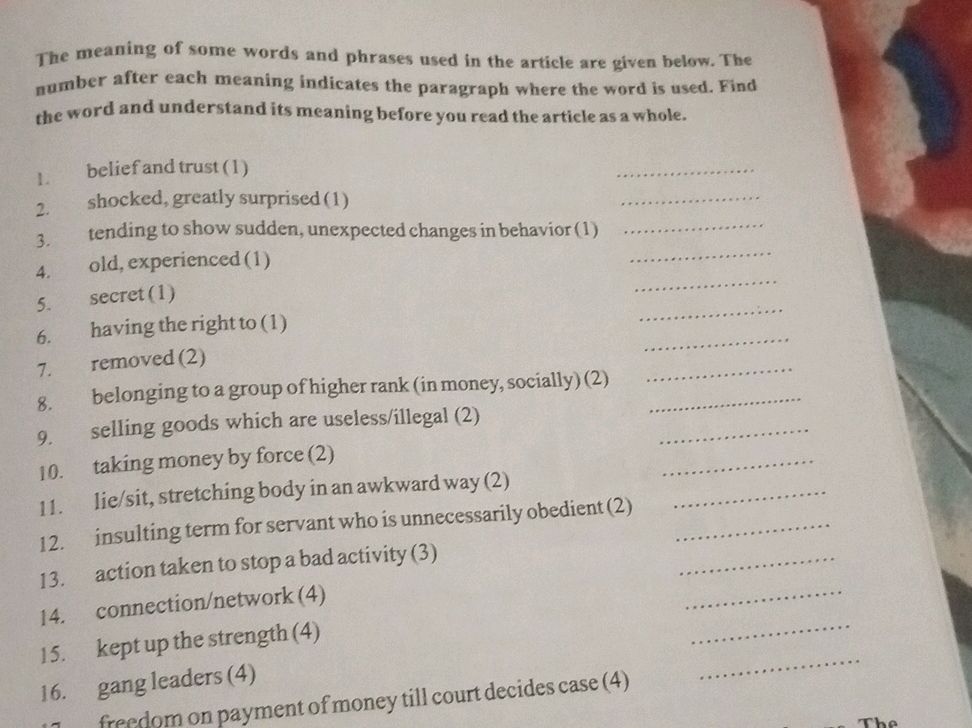 The meaning of some words and phrases used | StudyX