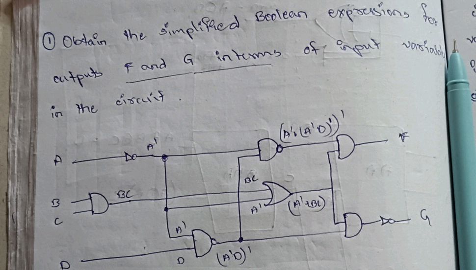 ① Obtain the simplified Boolean expressions | StudyX