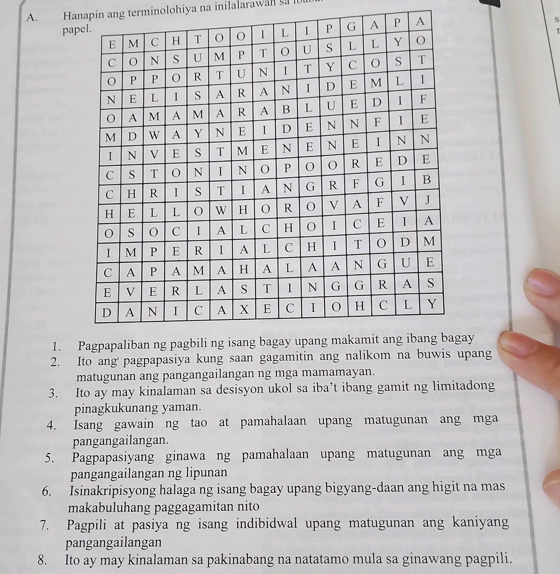 Hanapin ang terminolohiya na inilalarawan sa | StudyX