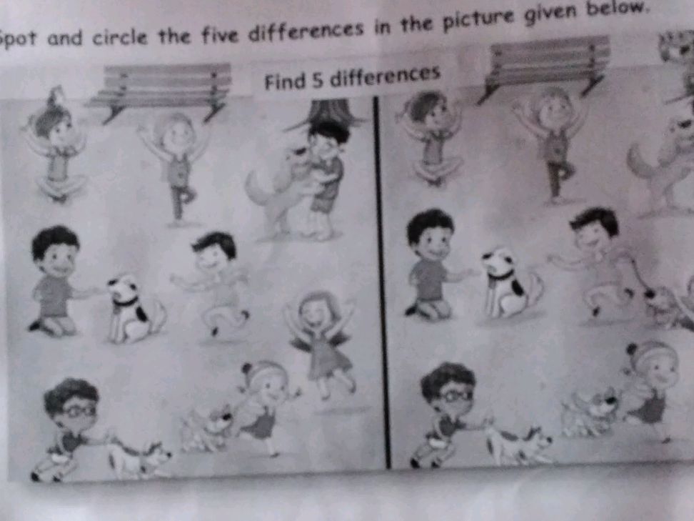 Spot and circle the five differences in the | StudyX