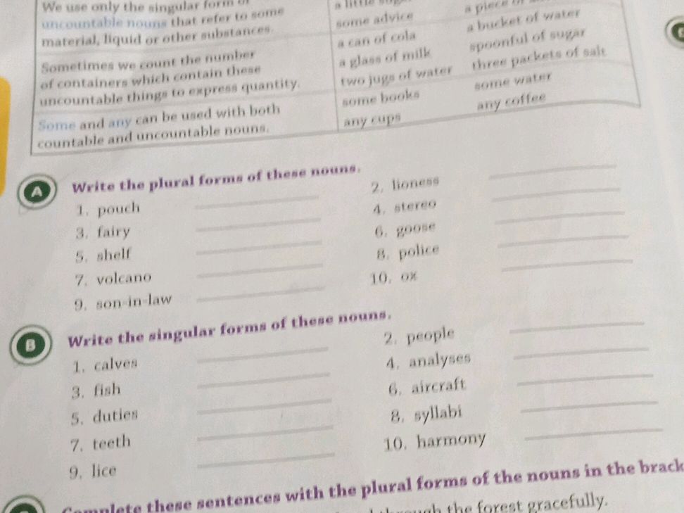 A Write the plural forms of these nouns. 1. | StudyX