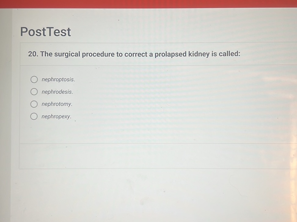 20. The surgical procedure to correct a | StudyX