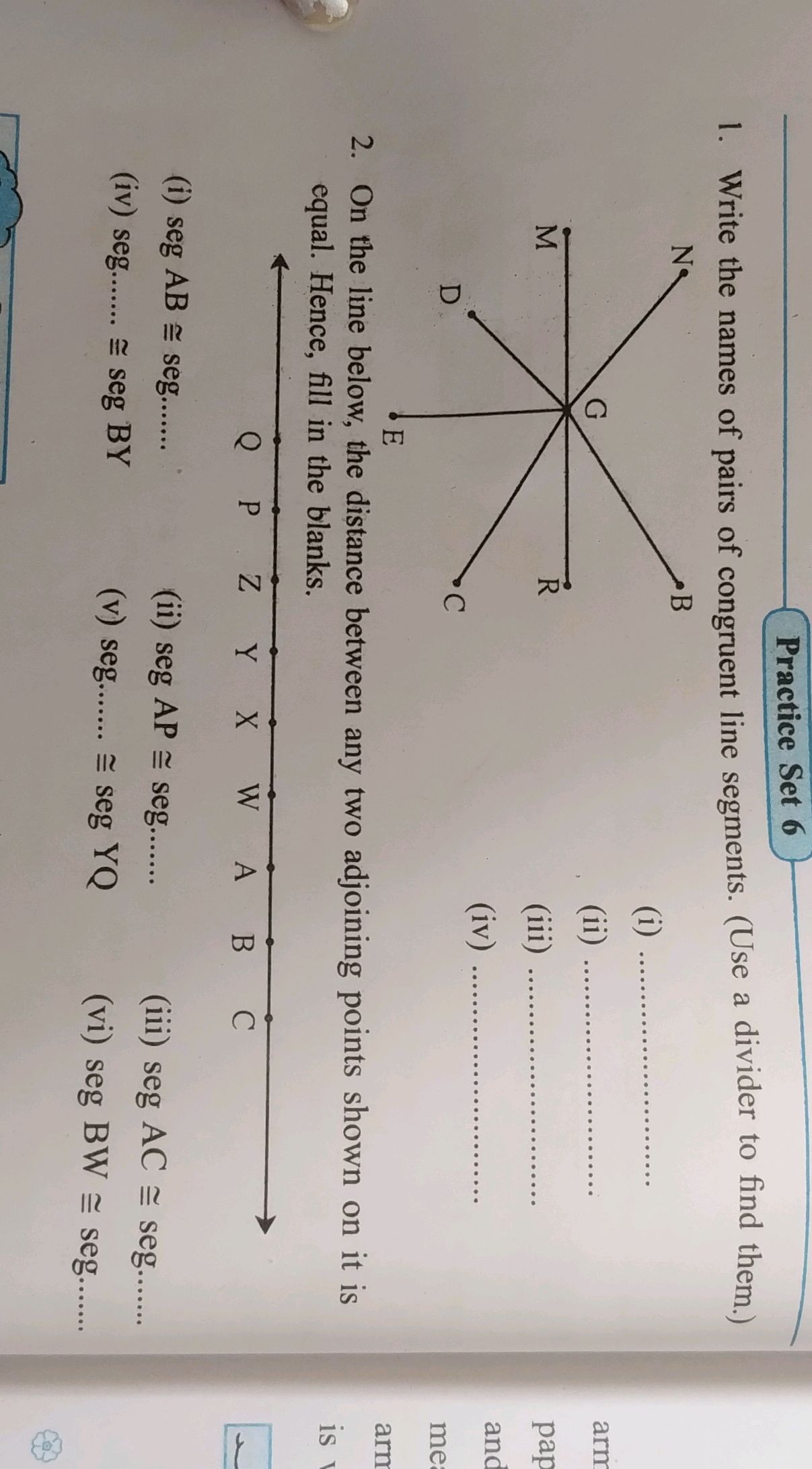 Write the names of pairs of congruent line