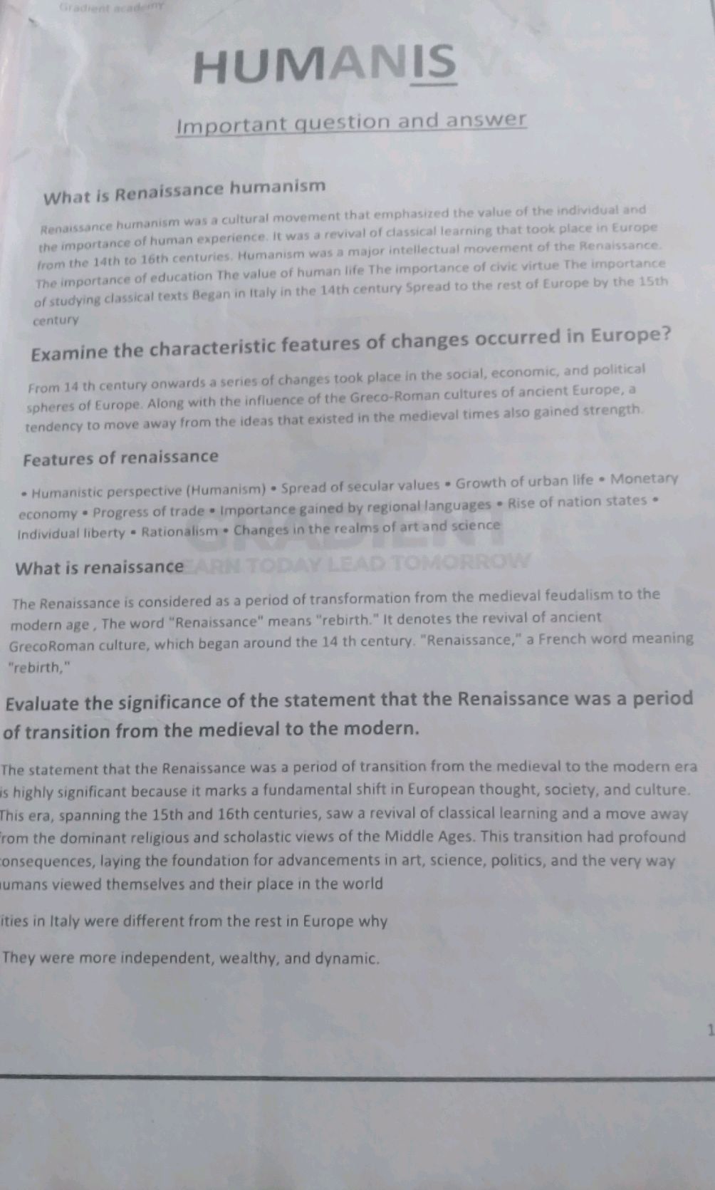 What is Renaissance humanism Renaissance | StudyX