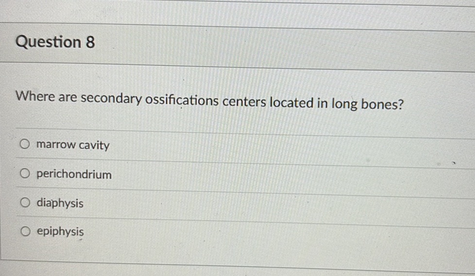 Where are secondary ossifications centers | StudyX