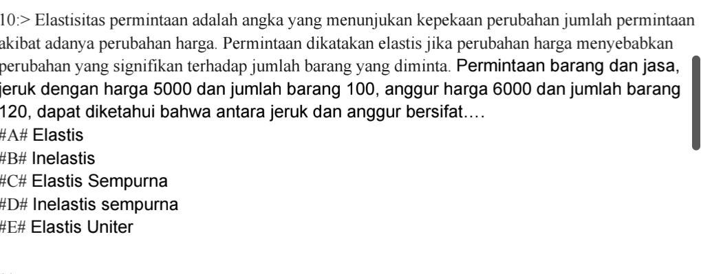 10:> Elastisitas permintaan adalah angka | StudyX