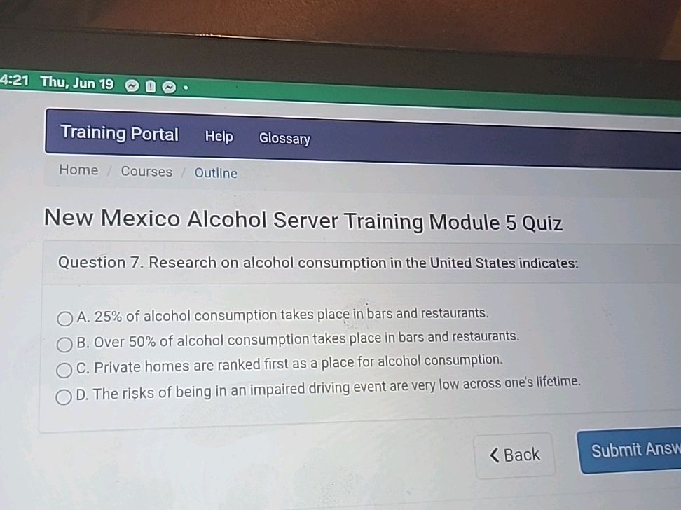 Question 7. Research on alcohol consumption