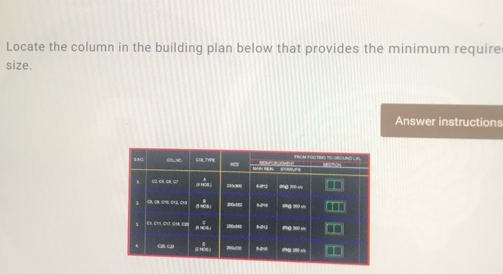 Locate the column in the building plan below | StudyX