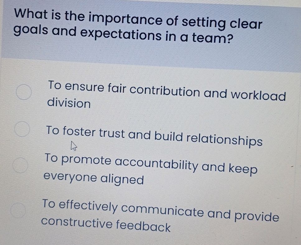 What is the importance of setting clear | StudyX