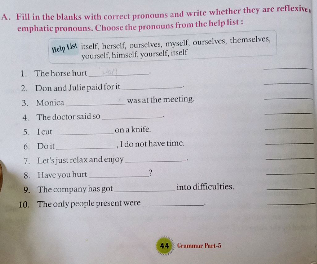 A. Fill in the blanks with correct pronouns | StudyX