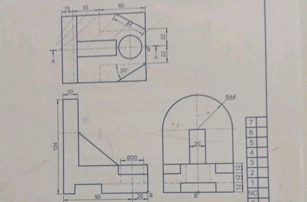 The image shows a 2D engineering drawing | StudyX