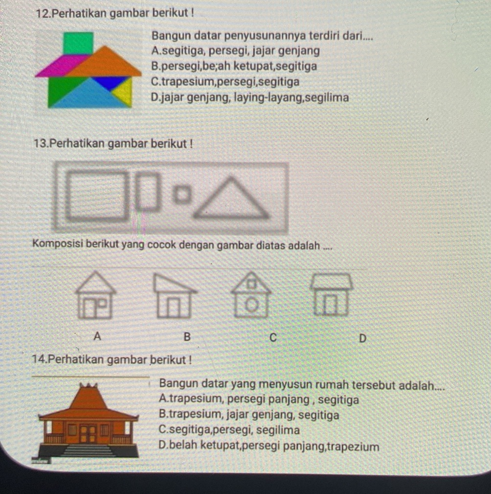 12. Perhatikan gambar berikut! Bangun datar | StudyX