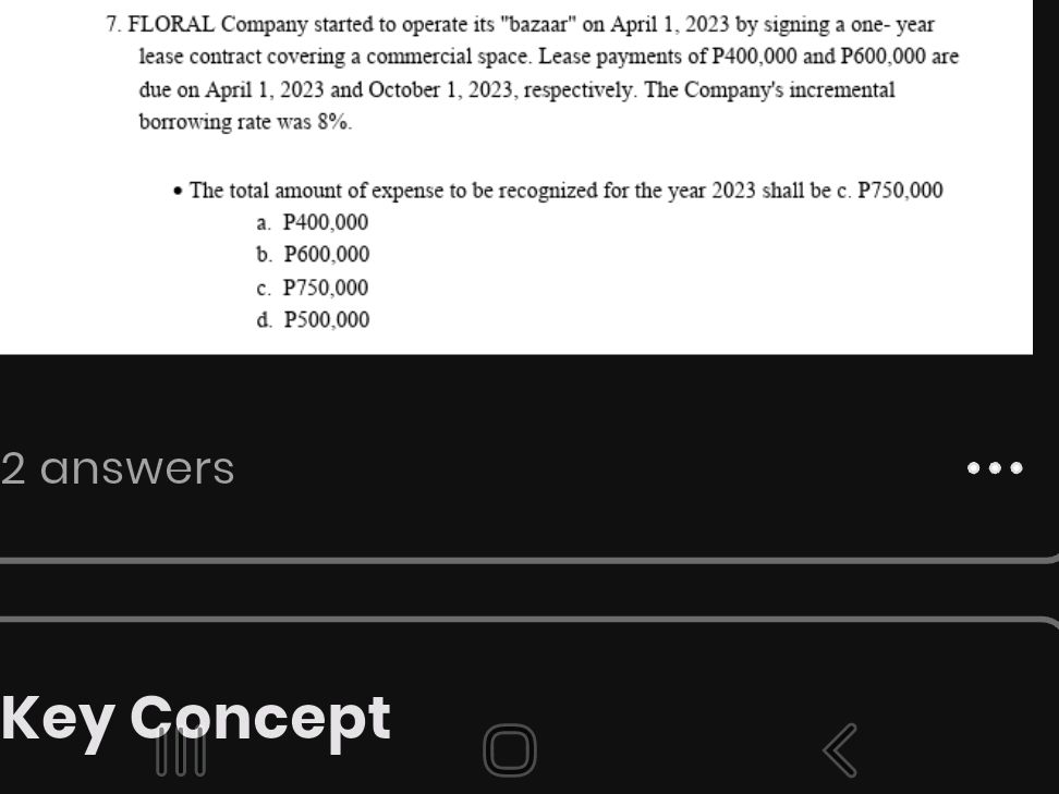 7. FLORAL Company started to operate its | StudyX