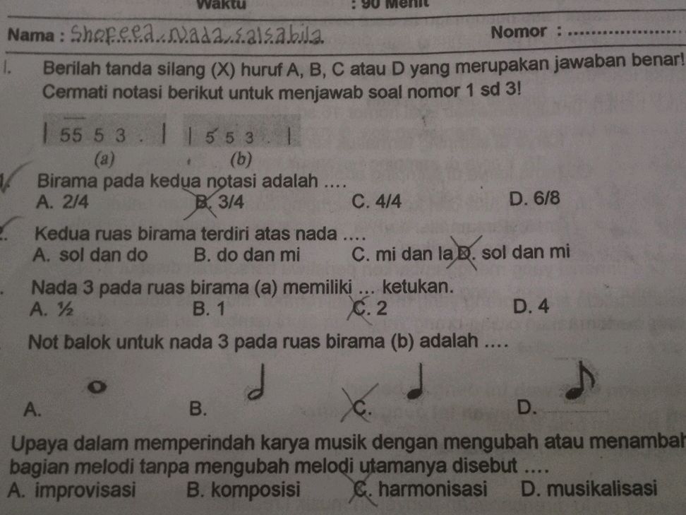 1. Berilah tanda silang (X) huruf A, B, C | StudyX