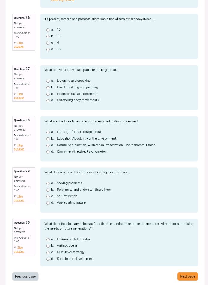 Question 26 To protect, restore and promote | StudyX