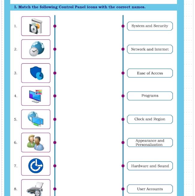 I. Match the following Control Panel icons | StudyX