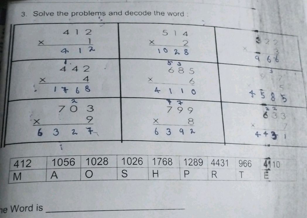 Solve the problems and decode the word