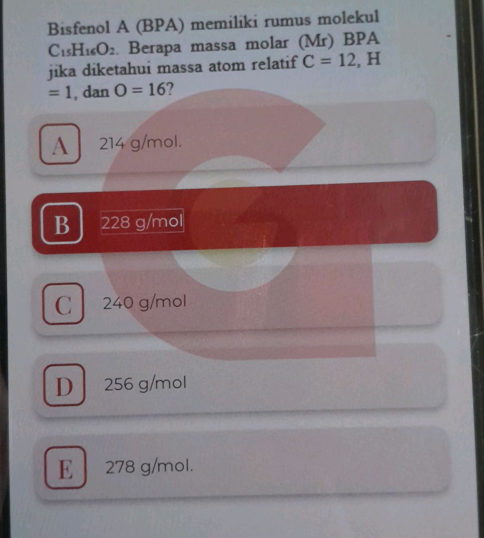 Bisfenol A (BPA) memiliki rumus molekul | StudyX