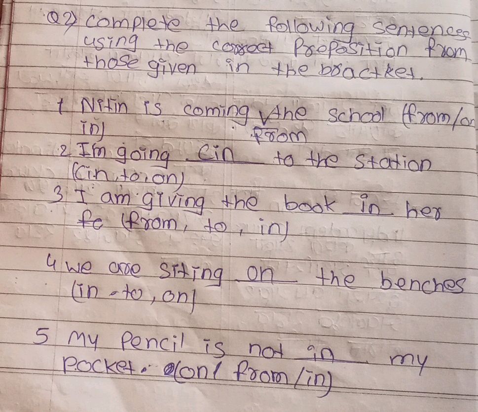 Q2) Complete the following sentences using | StudyX