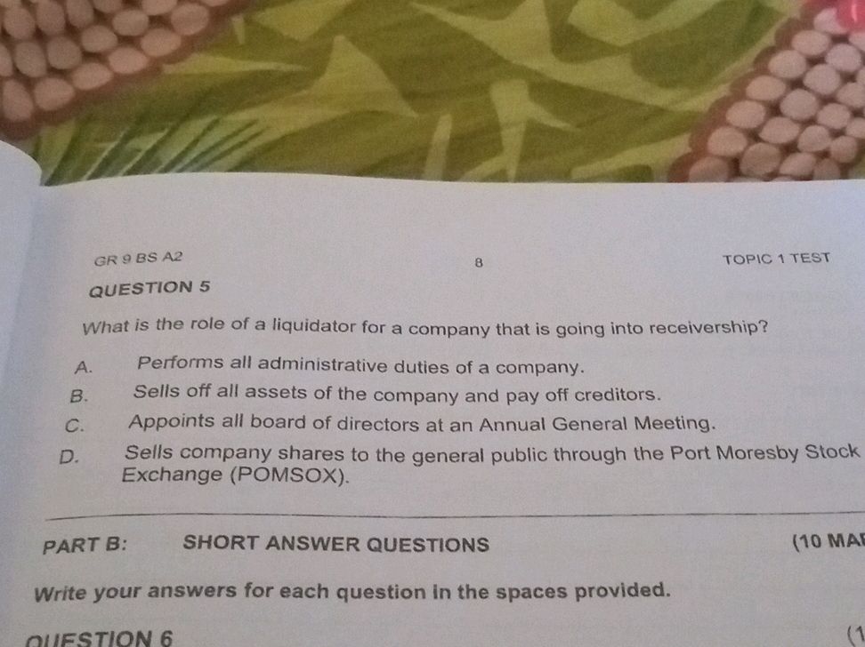 What is the role of a liquidator for a | StudyX