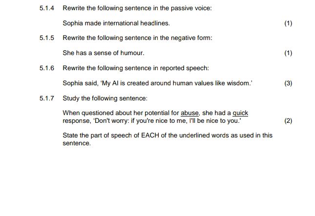 5.1.4 Rewrite the following sentence in the | StudyX