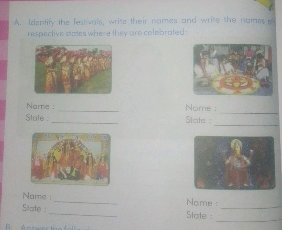 A. Identify the festivals, write their names | StudyX