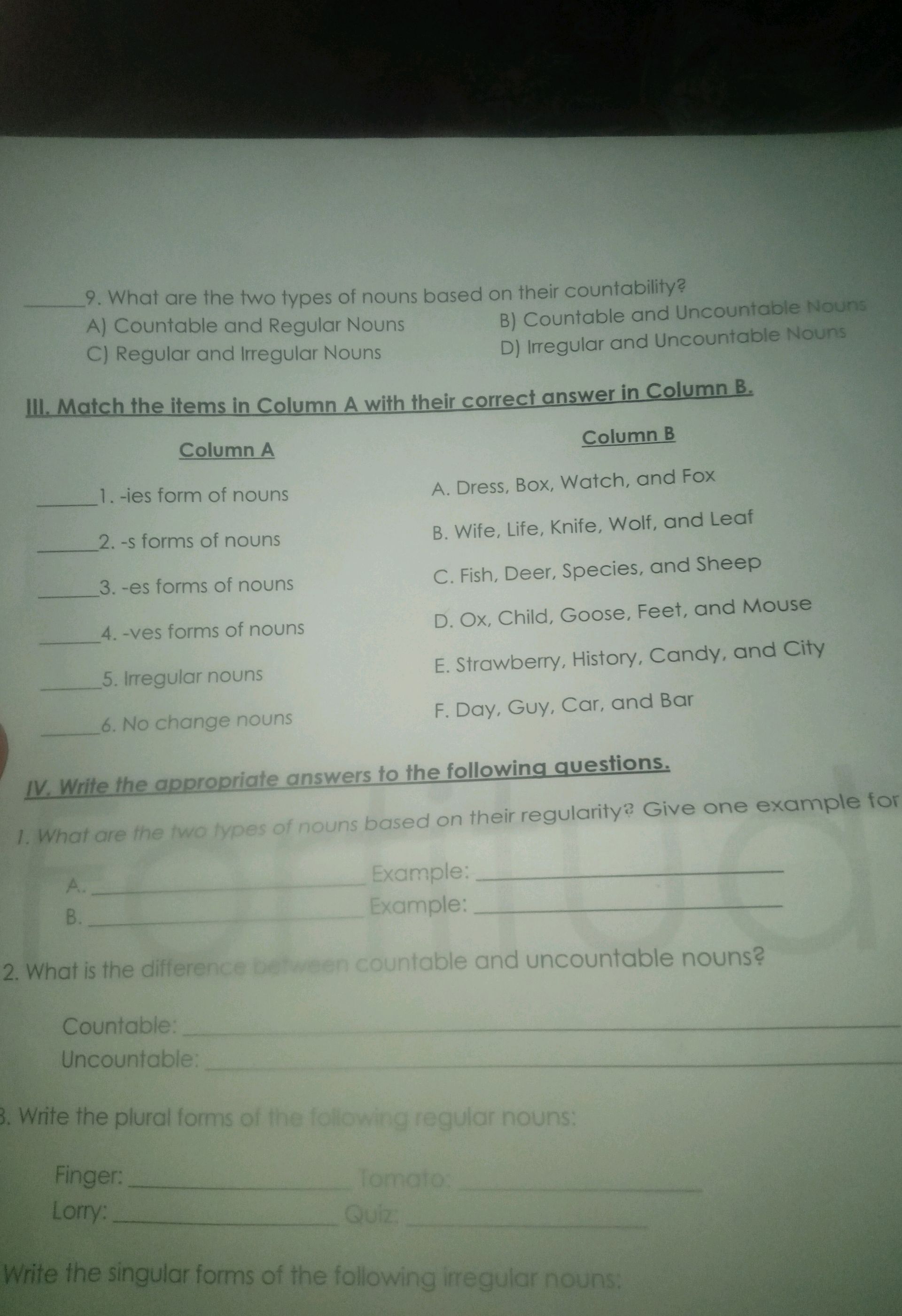 9. What are the two types of nouns based on | StudyX