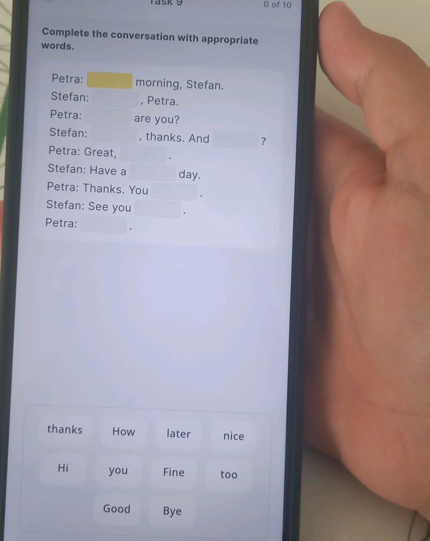 Complete the conversation with appropriate | StudyX