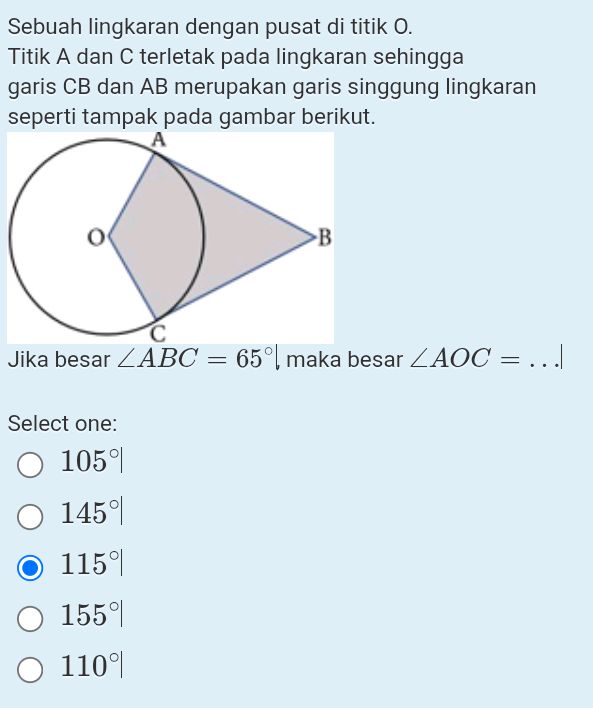 Sebuah lingkaran dengan pusat di titik O. | StudyX