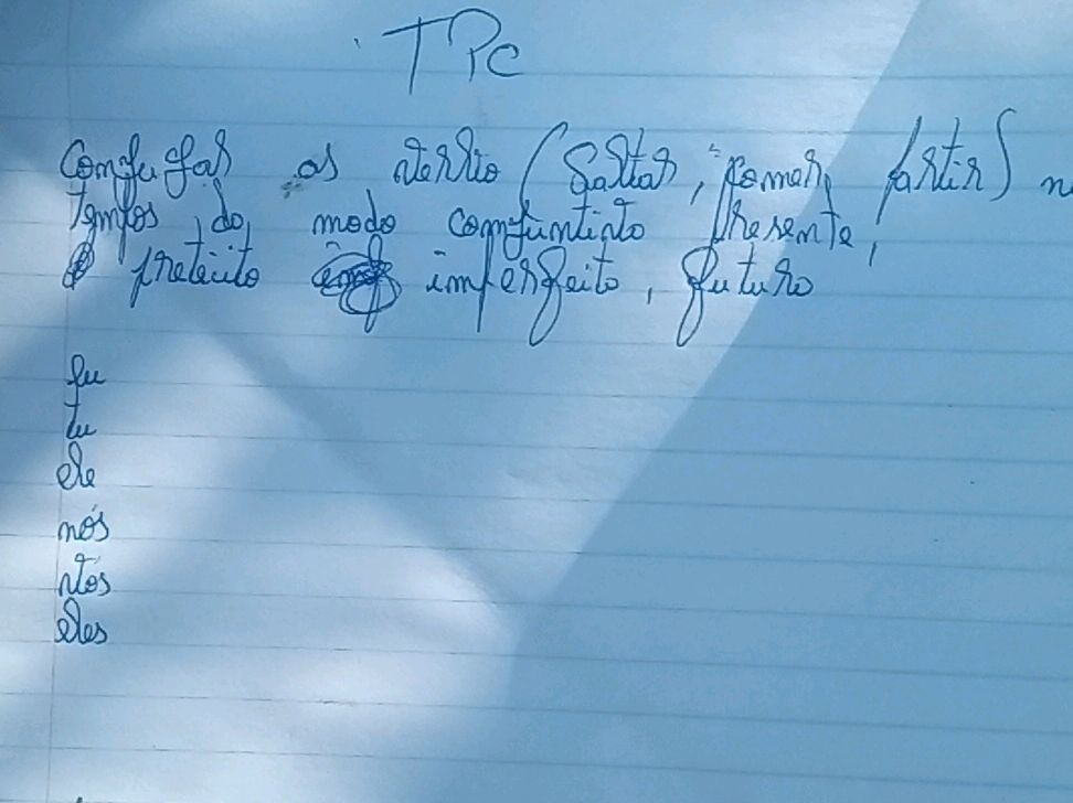 Conjugate the verbs (Saltar, comer, partir) | StudyX