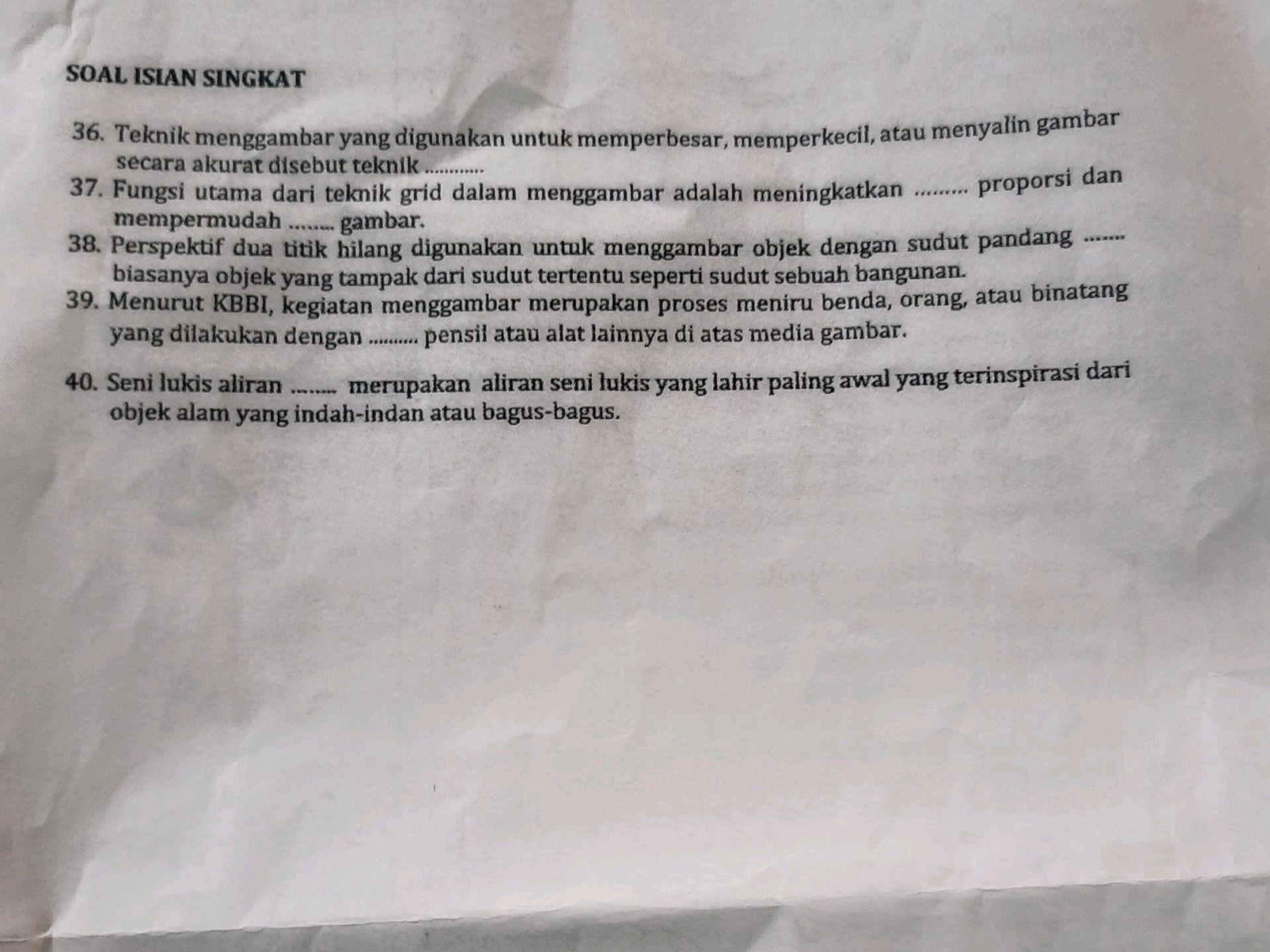 36. Teknik menggambar yang digunakan untuk | StudyX