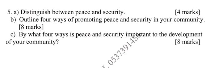 5. a) Distinguish between peace and | StudyX