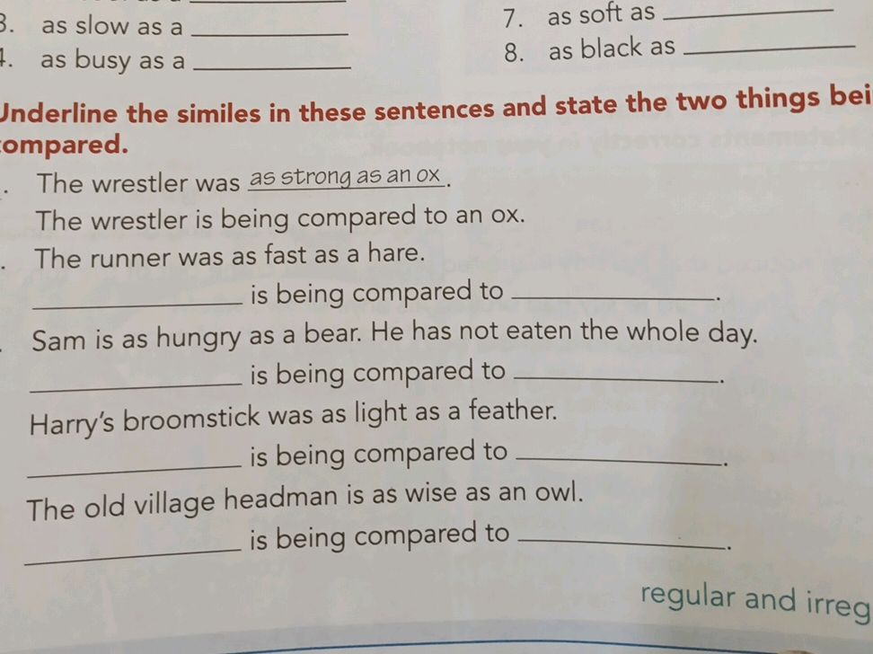 Underline the similes in these sentences and | StudyX