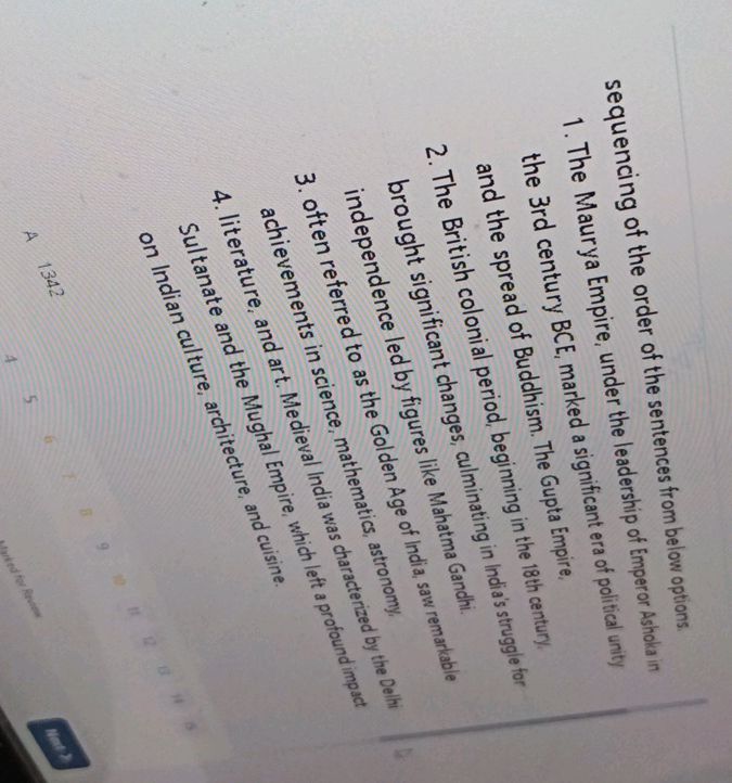 sequencing of the order of the sentences | StudyX